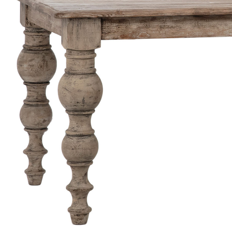 Dovetail Furniture Merak 84-Inch Rectangular Reclaimed Pine Dining Table With Carved Four Poster ...
